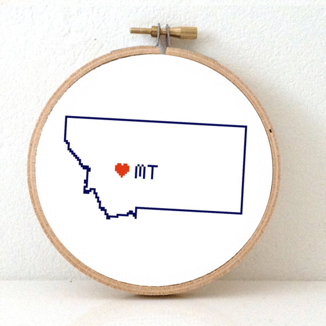 MONTANA Map Cross Stitch Pattern | Montana X Stitch Pattern Helena ...