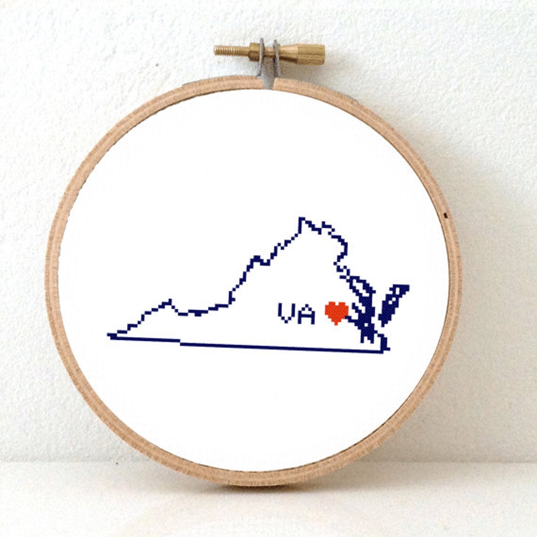 Virginia Map Cross Stitch Pattern | Virginia Art Pattern | Virginia ...