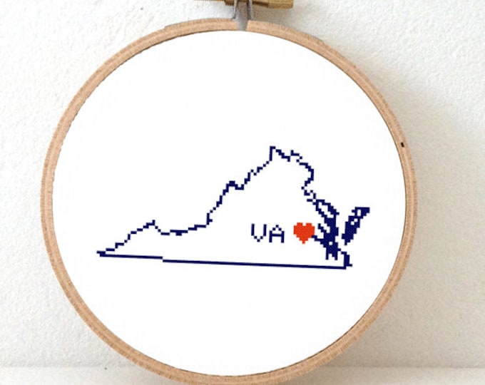 Virginia Map Cross Stitch Pattern Virginia Art Pattern - Etsy