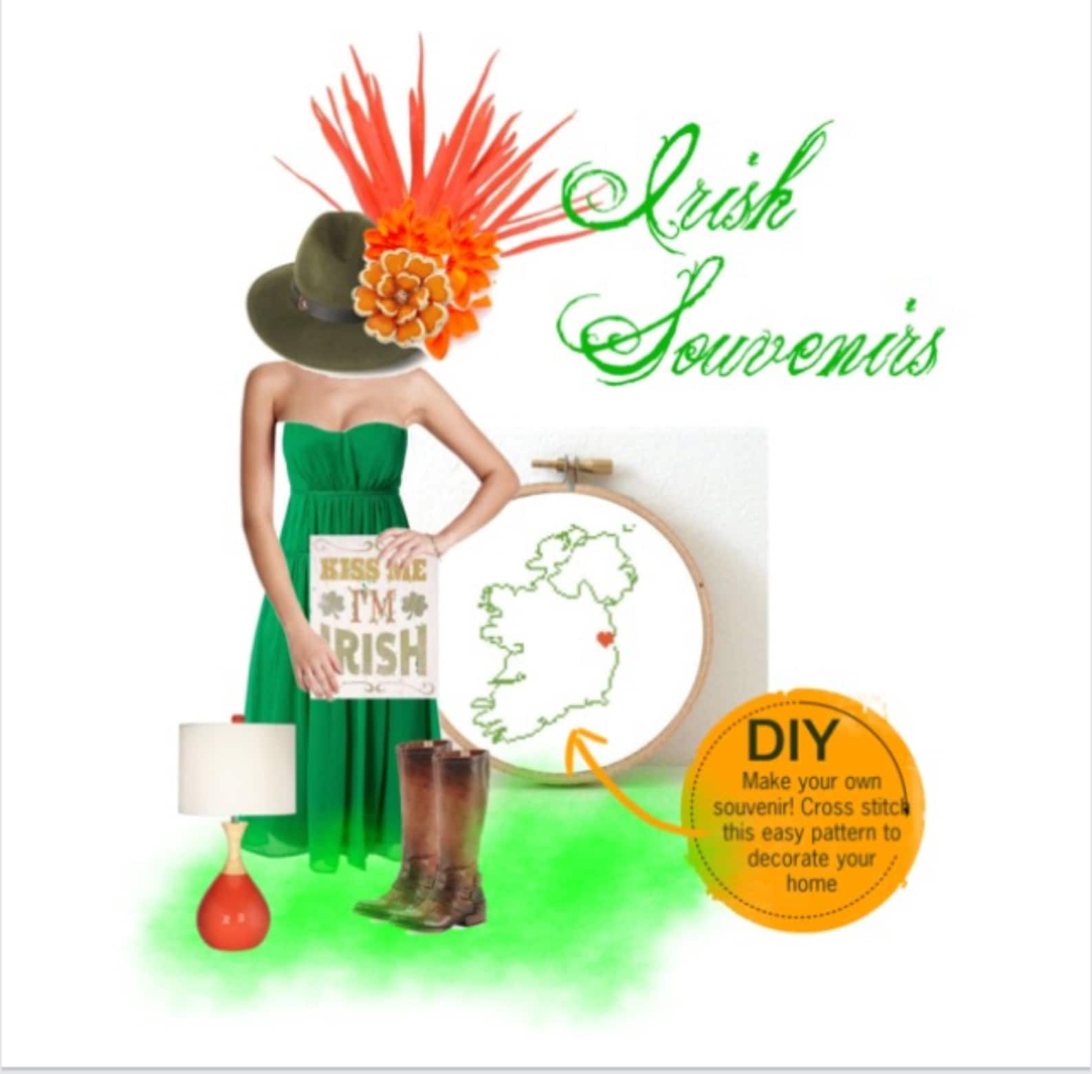 Ireland Map Modern Cross Stitch Pattern. Ireland Art. St | Etsy