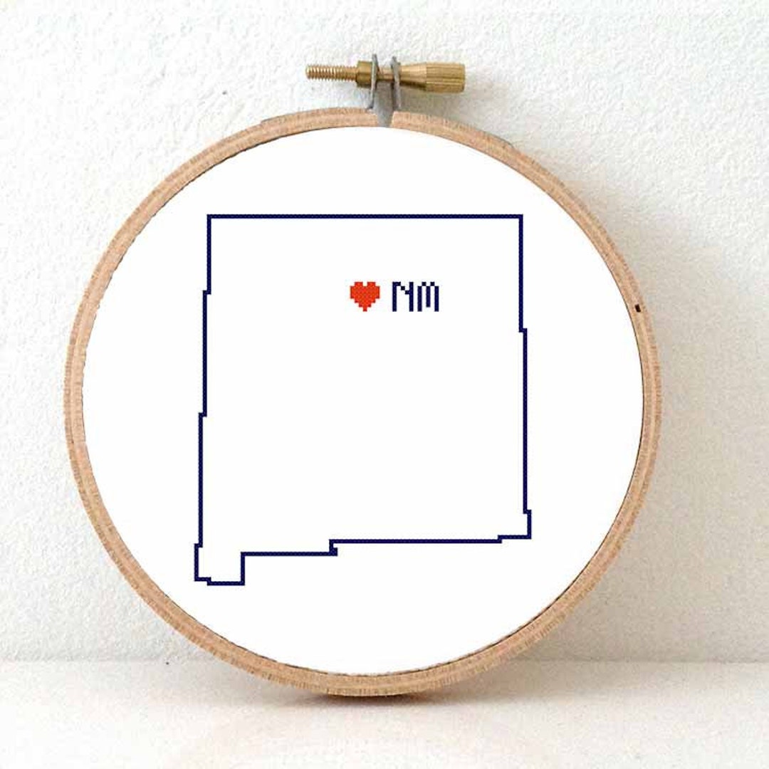 New Mexico Map Cross Stitch Pattern. New Mexico Art Pattern With Santa ...
