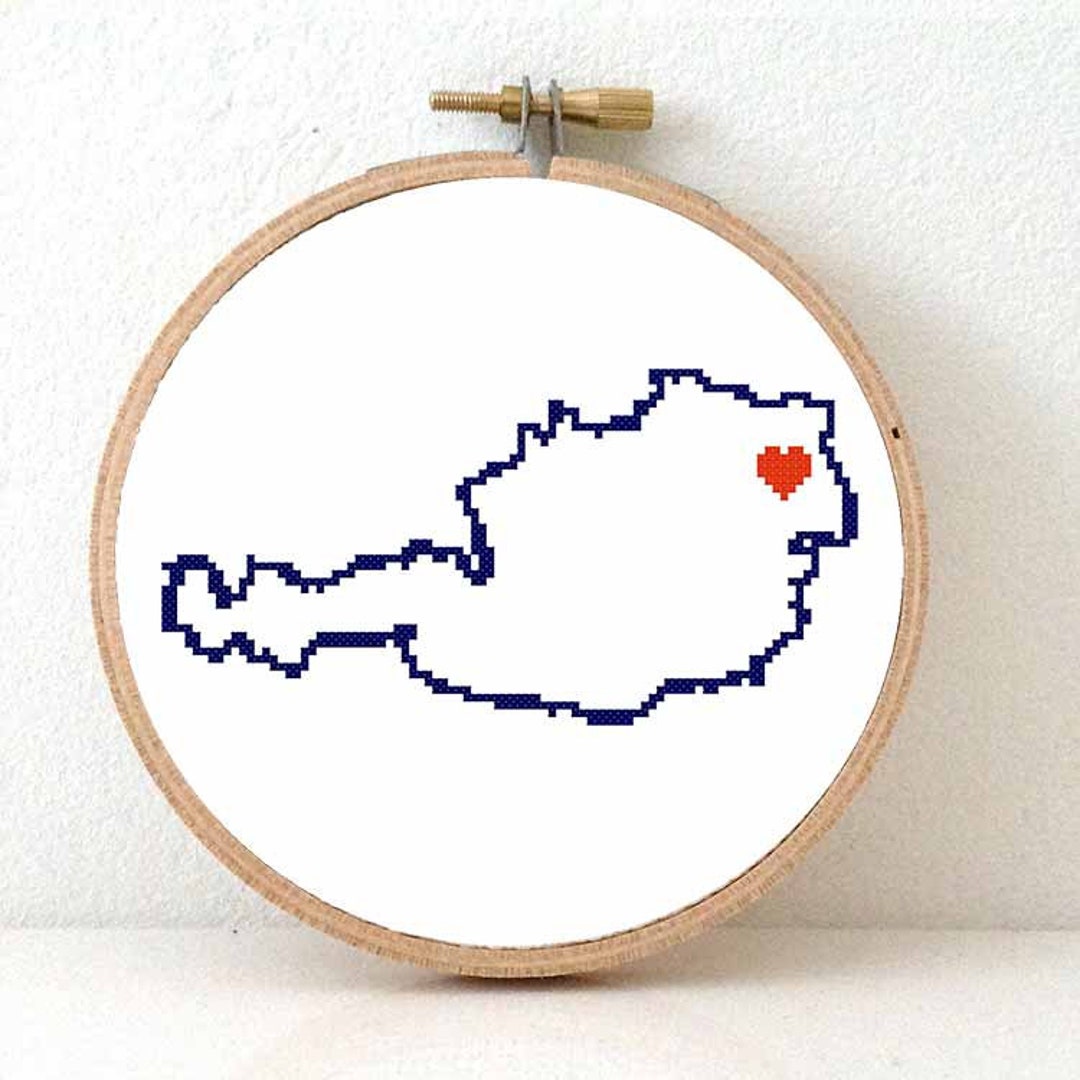 AUSTRIA Map Cross Stitch Pattern. Austria Hand Embroidery Pattern With ...