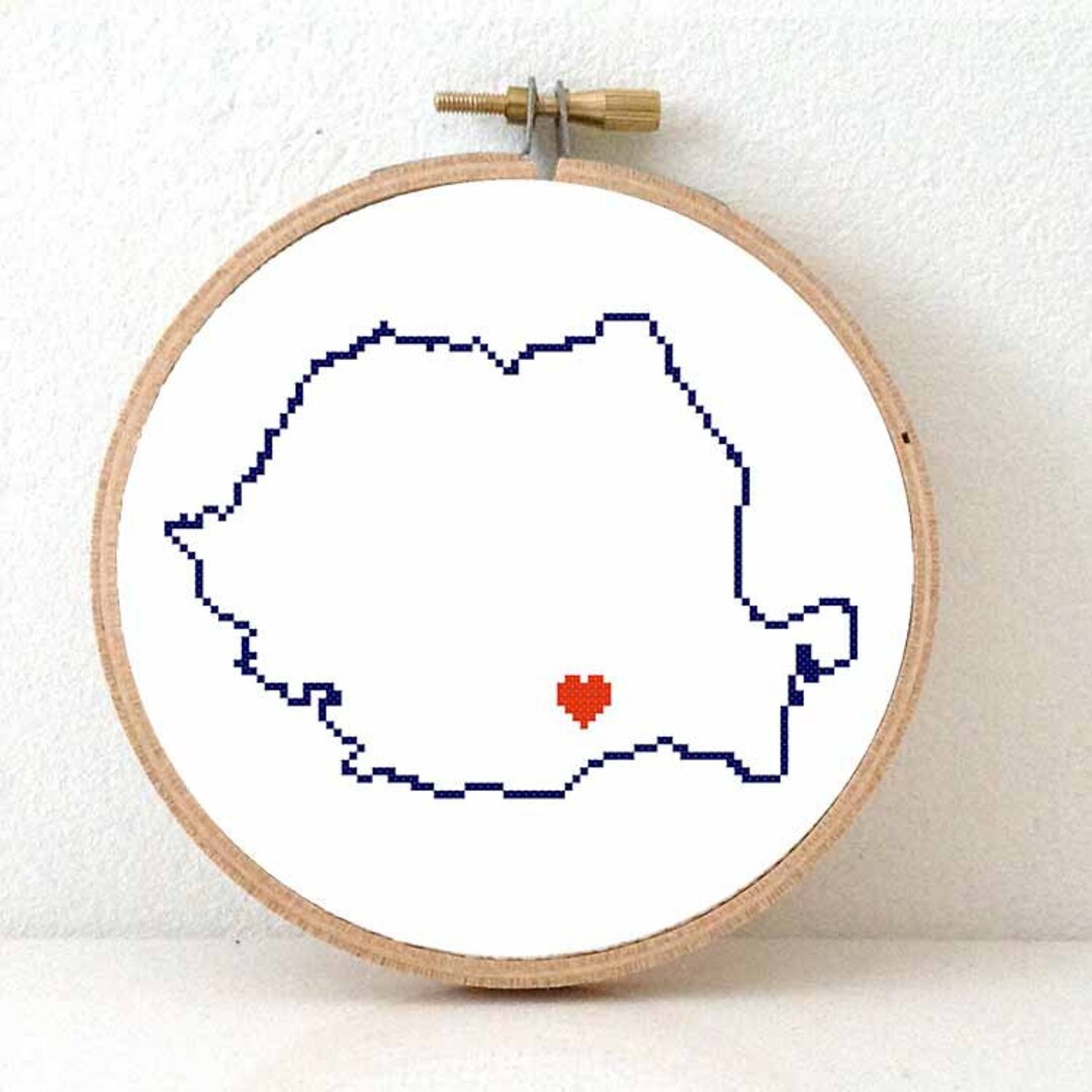 Romania Map Modern Cross Stitch Pattern | Instant Download Embroidery ...