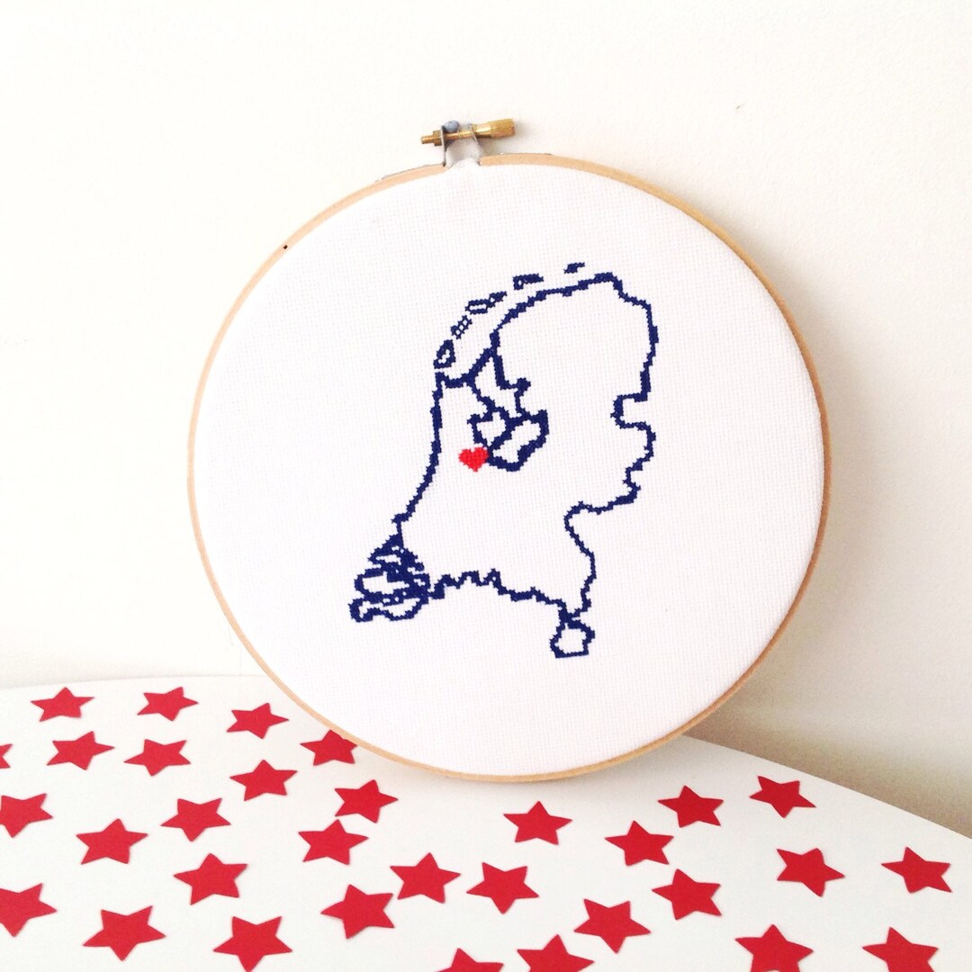 The Netherlands Map Cross Stitch Pattern | Holland Cross Stitch Chart ...