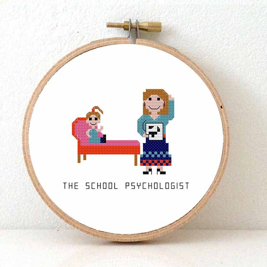 2 Patterns School Psychologist Cross Stitch Pattern. Quote Cross Stitch ...