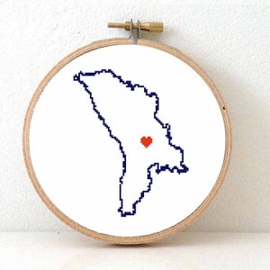 MOLDOVA Map Modern Cross Stitch Pattern | Moldova With Heart for ...