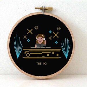 2 X DJ Cross Stitch Pattern. Male DJ Embroidery Pattern. DIY Gift for a ...
