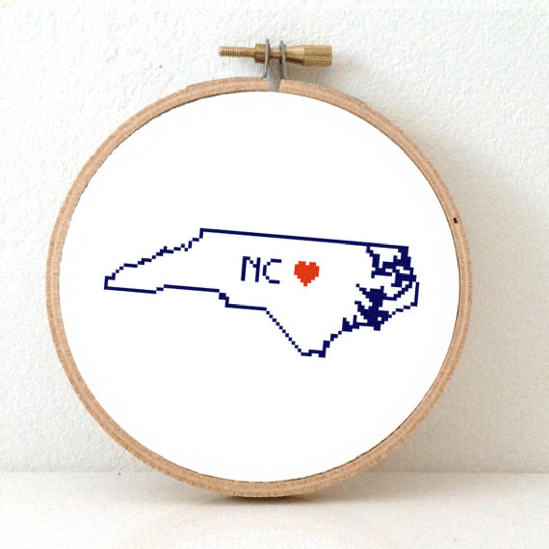 North Carolina Map Cross Stitch Pattern | NC State Needlepoint Pattern ...