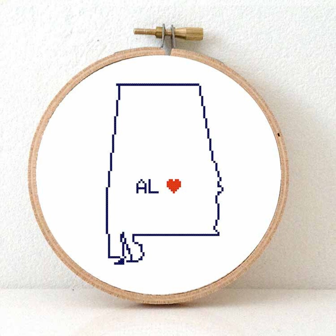 ALABAMA Map Cross Stitch Pattern. ALABAMA Ornament Pattern With ...