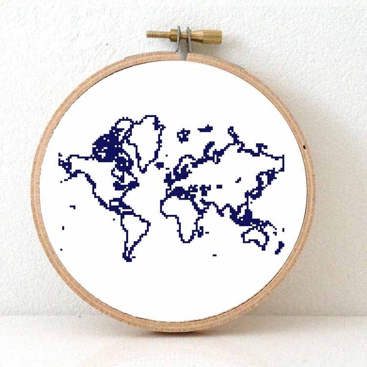 WORLD Map Cross Stitch Pattern. Globe Cross Stitch. World Map | Etsy