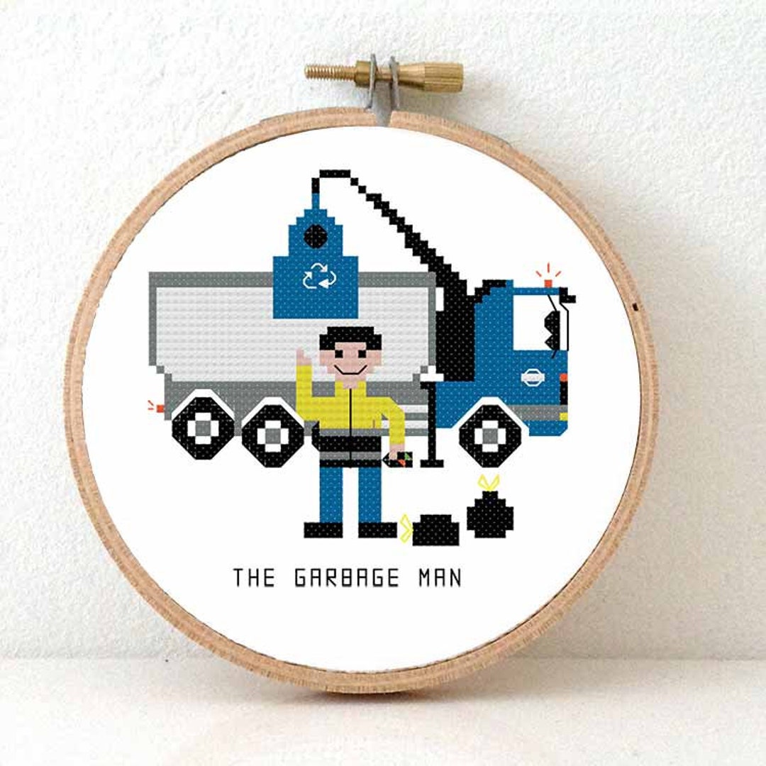 2 X Diy Gift for Garbage Driver | Garbage Cross Stitch Pattern ...