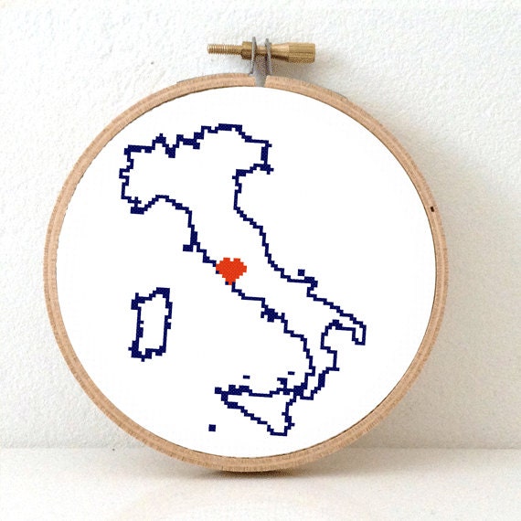 The Original Italy Map Cross Stitch Pattern Italia - Etsy