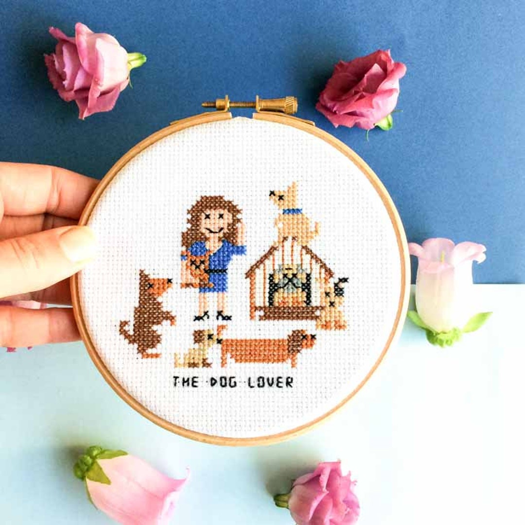 2 X Dog Cross Stitch Pattern. DIY Dog Lover Gift for Dog Owner. Dog ...