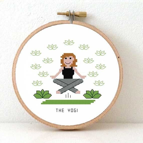2 x yogi cross stitch pattern yoga Female yoga teacher gift | Etsy