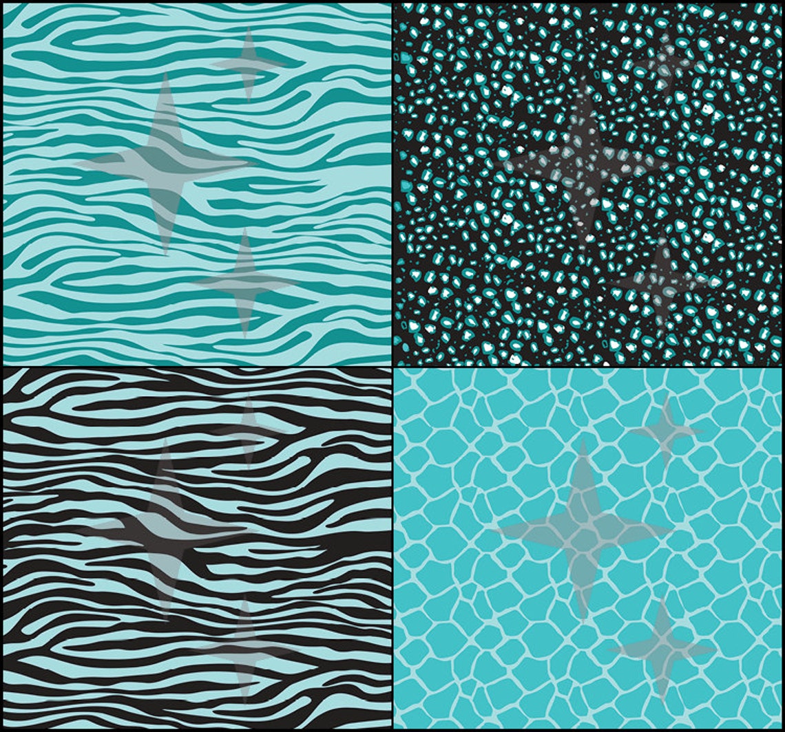 Aqua Animal Print Digital Papers INSTANT DOWNLOAD Printable Jpgs ...