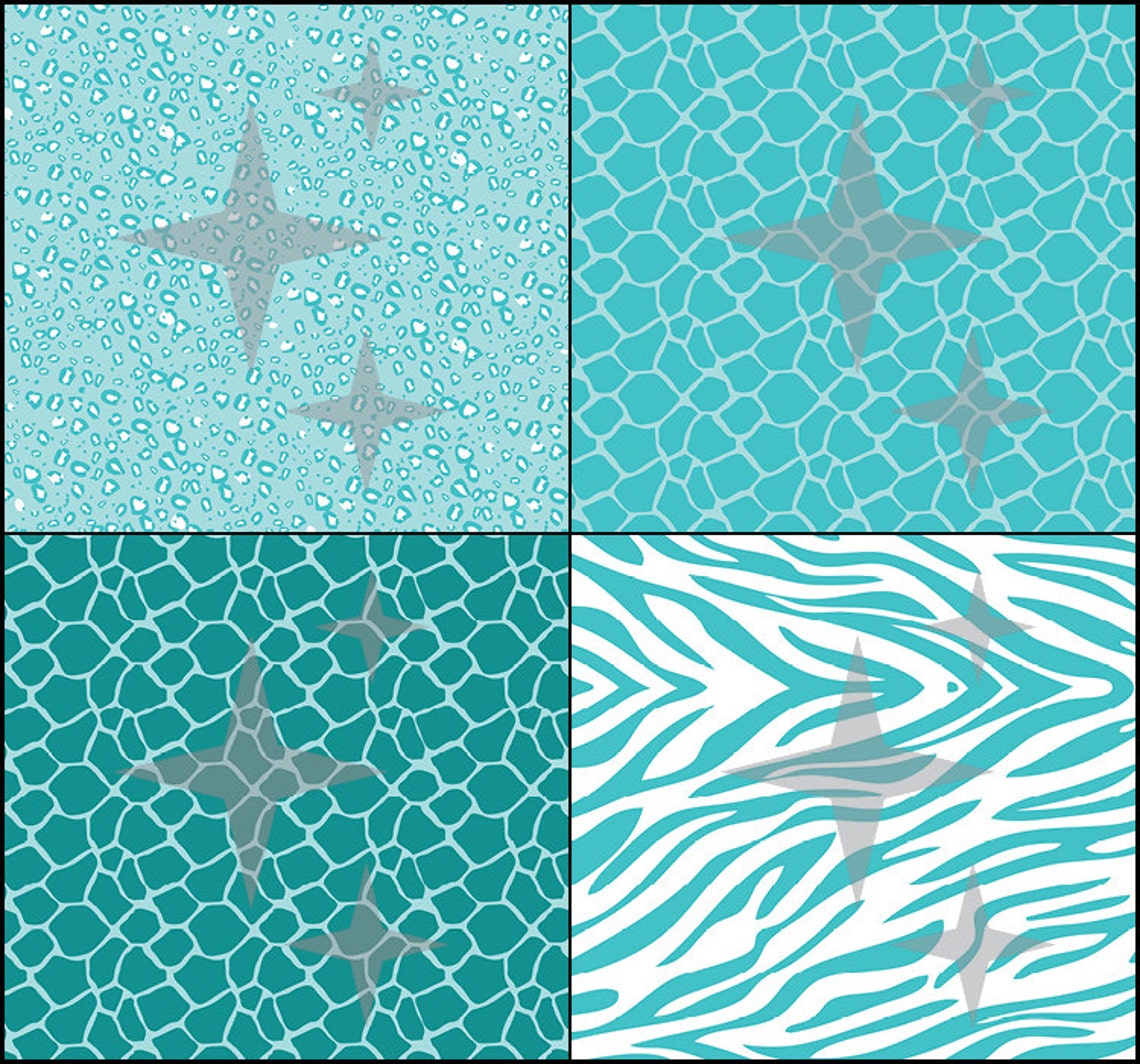 Aqua Animal Print Digital Papers INSTANT DOWNLOAD Printable Jpgs ...