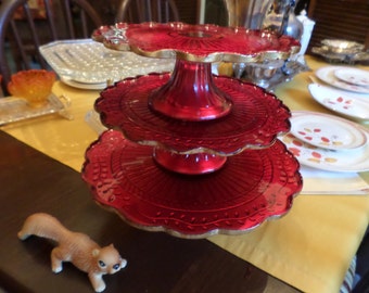 Red cake stand | Etsy