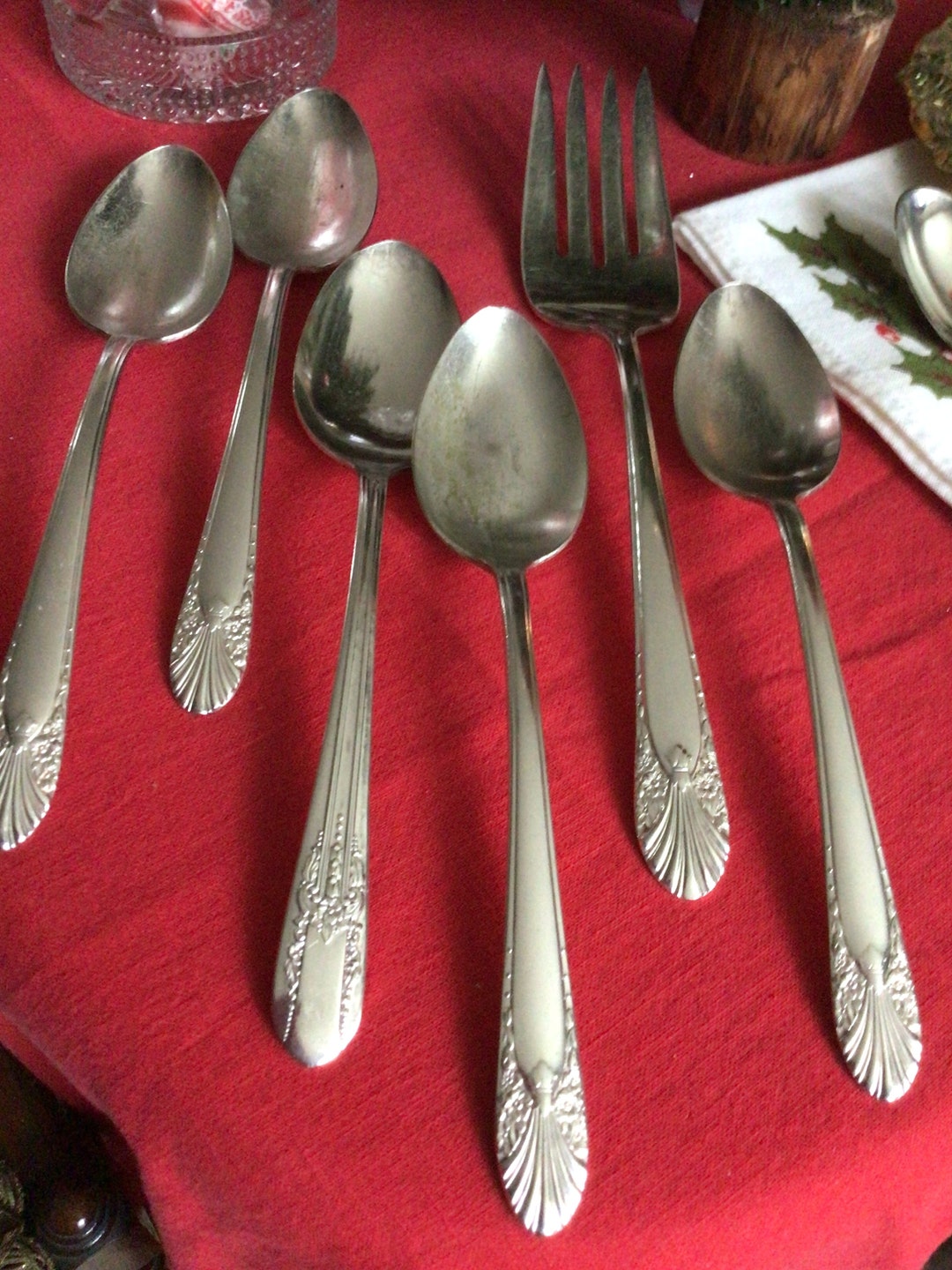 Five Pieces Crown Silverplate Four Casserole Spoons One Meat - Etsy
