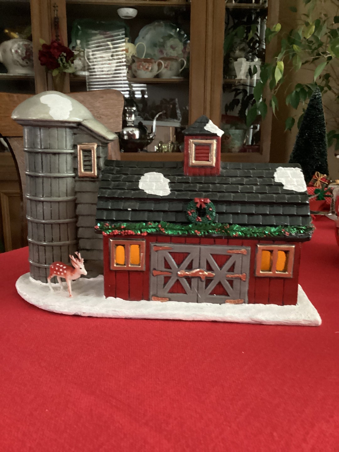 Ceramic 1979 Byron Molds Paintedchristmas Village House/barn and Silo ...
