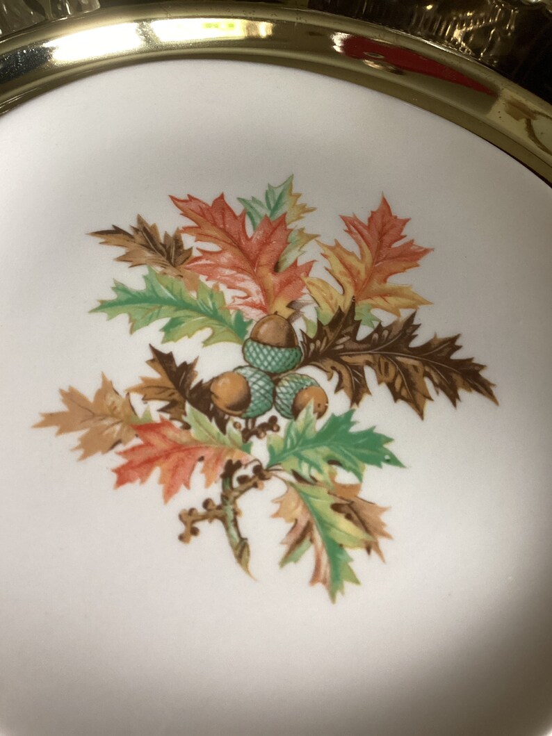 7" Rare-beautiful Fall Autumn Leaves Crooksville Iva-lure Bread/dessert ...