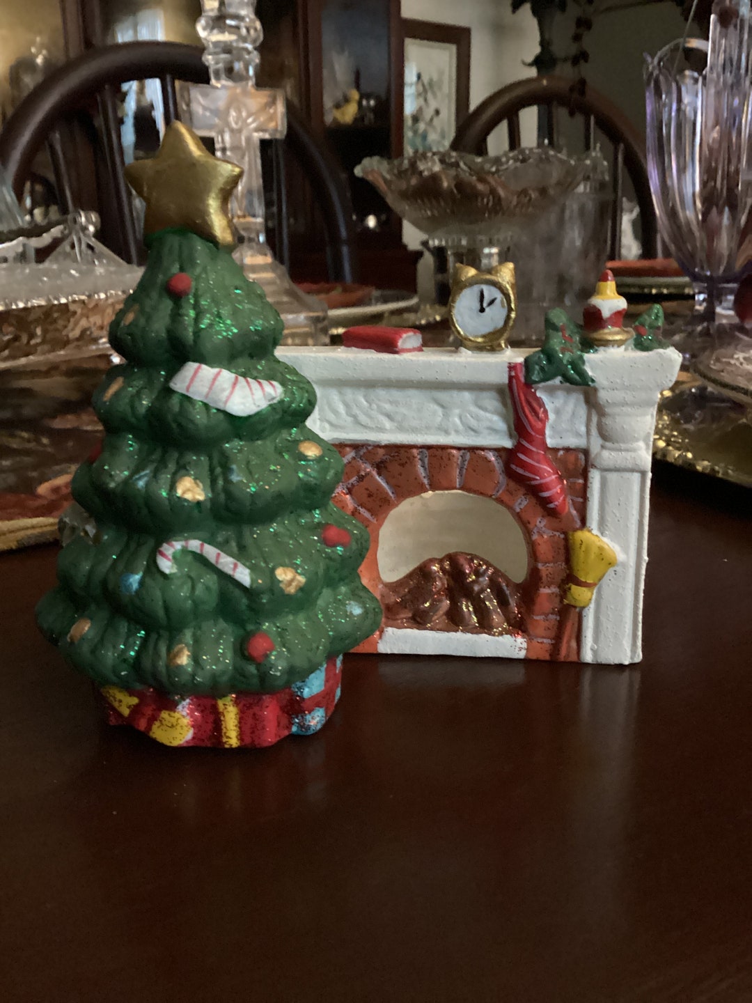 Ceramic Christmas Tree With Santa Tea Light Candle Holder With - Etsy