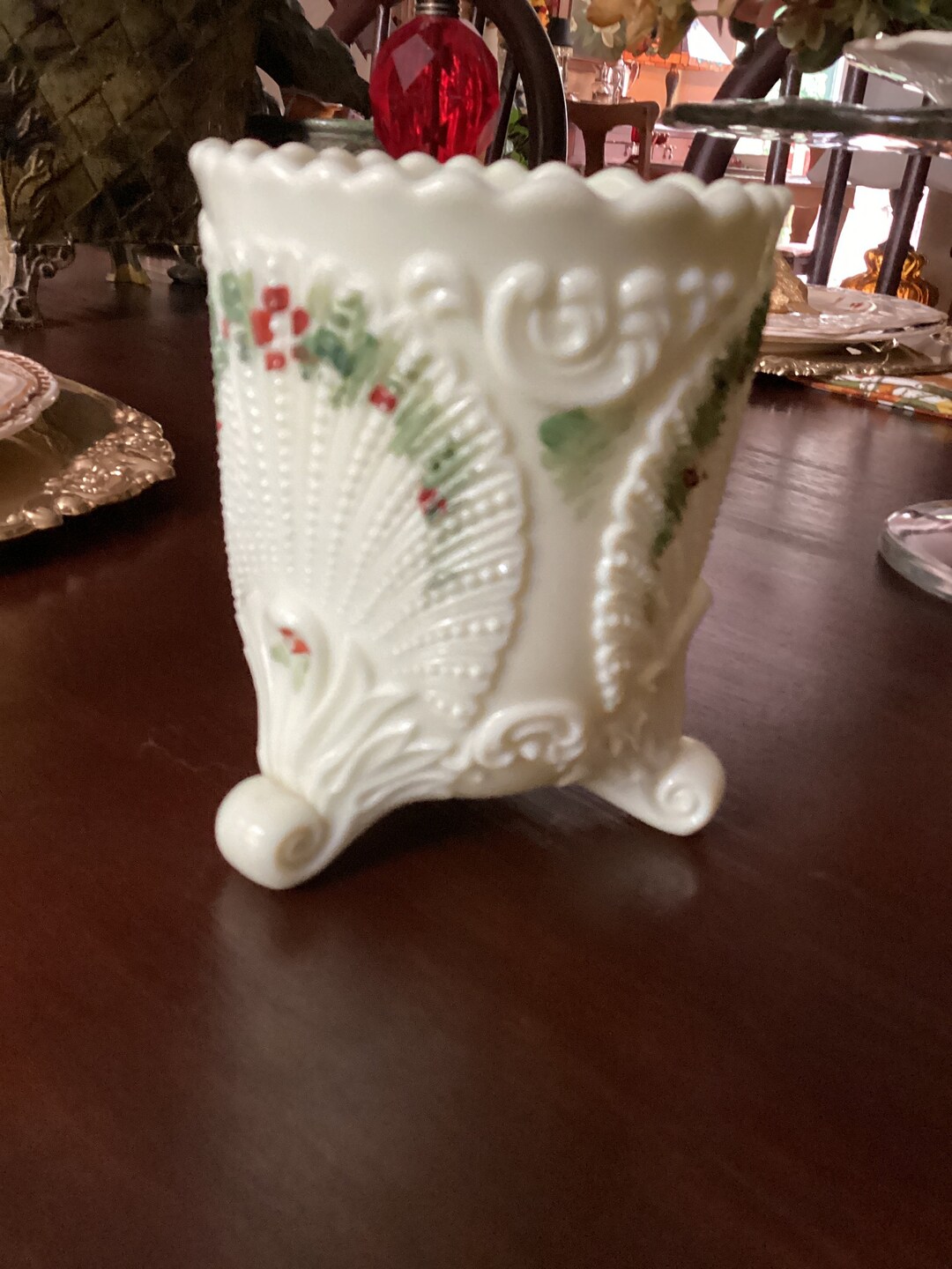 Northwood Custard Glass Shell and Scroll Geneva Footed Spooner - Etsy