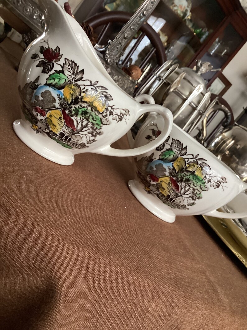 Rare J&G Meakin Staffordshire England Welcome Home Winter Scene Creamer ...