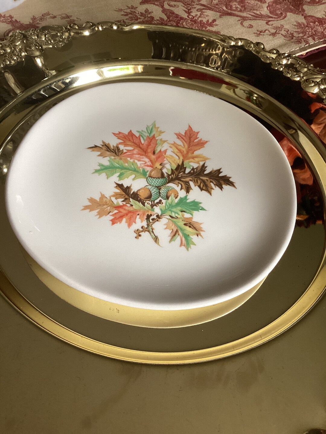 6" Rare-beautiful Fall Autumn Leaves Crooksville Iva-lure Bread/dessert ...