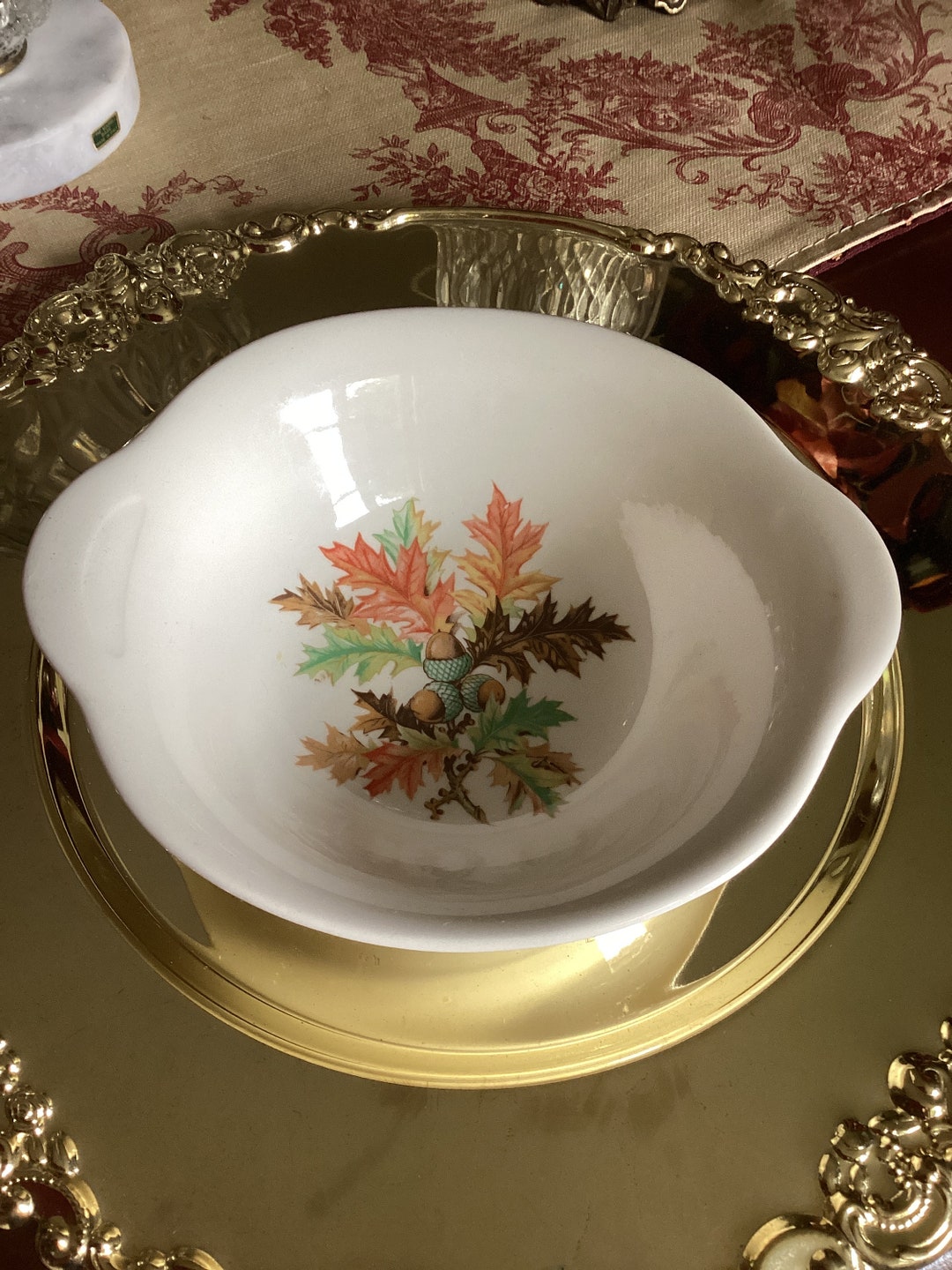 Rare-beautiful Fall Autumn Leaves Crooksville Iva-lure 7" Tabbed Cereal ...