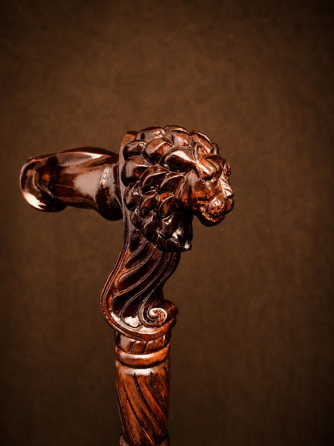 Hand Carved Lion Head Walking Cane, Royal Lion Wooden Walking Stick ...