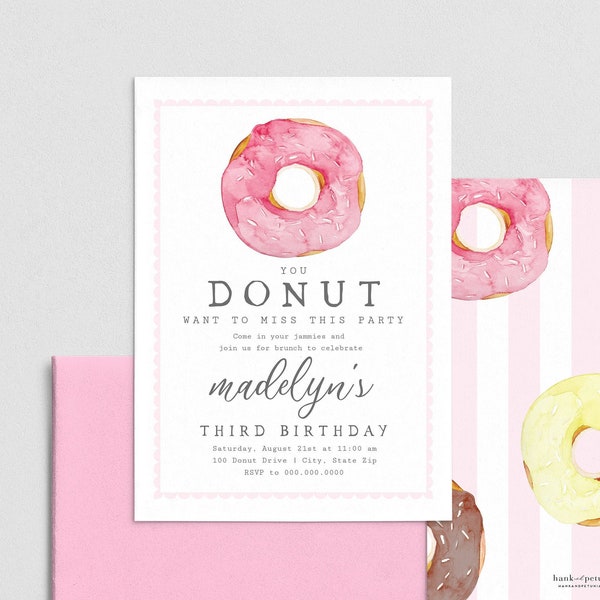 Donut Party Invitations - Etsy