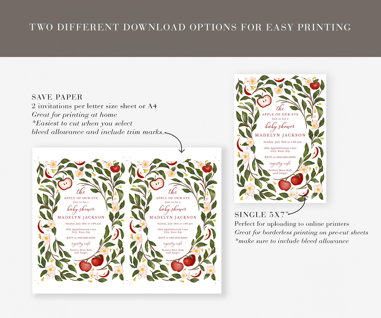 Apple of Our Eye Baby Shower Invitation, Apple Baby Shower Digital ...