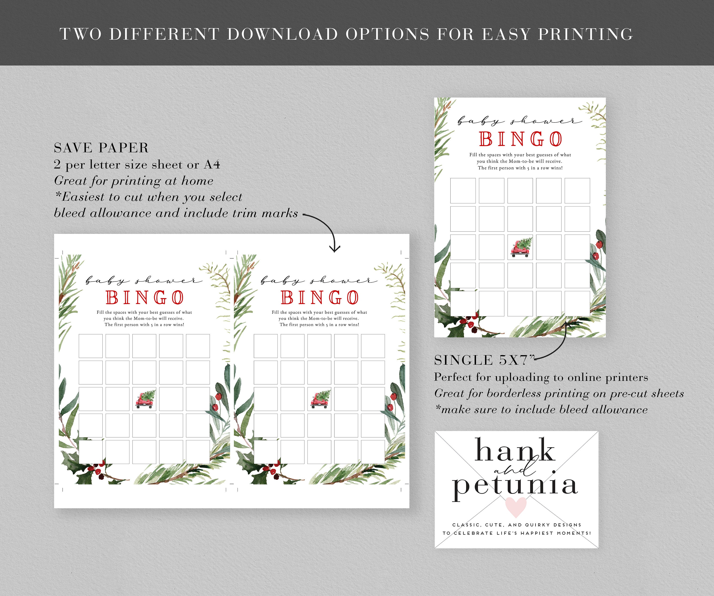 Christmas Tree Truck Back Baby Shower BINGO Card December | Etsy