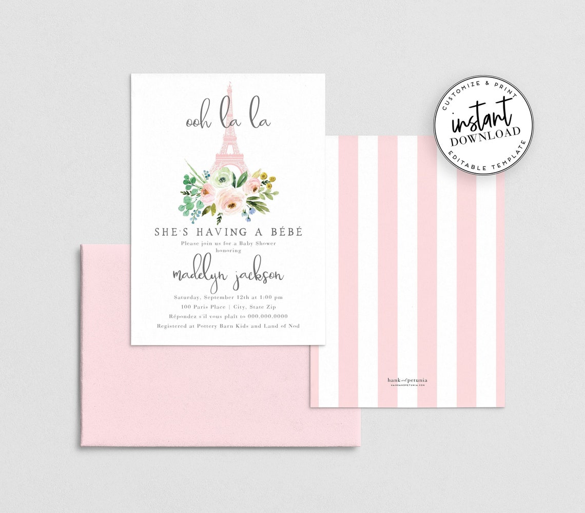 Paris Baby Shower Invitation French Baby Shower Invite | Etsy