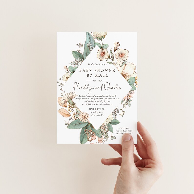 Floral Baby Shower by Mail Invitation Flower Baby Shower by - Etsy