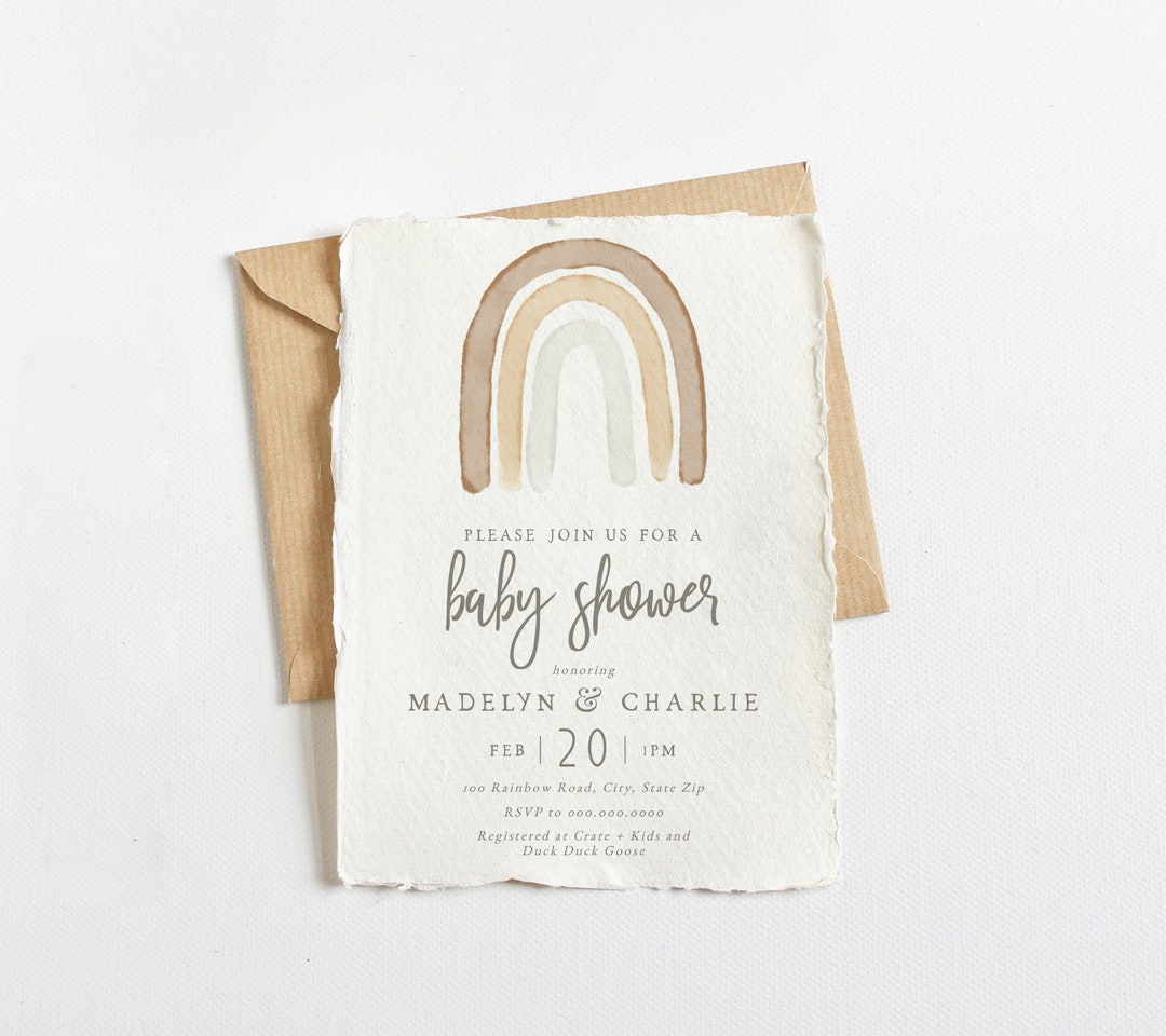 Neutral Rainbow Baby Shower Invitation, Gender Neutral Baby Shower ...