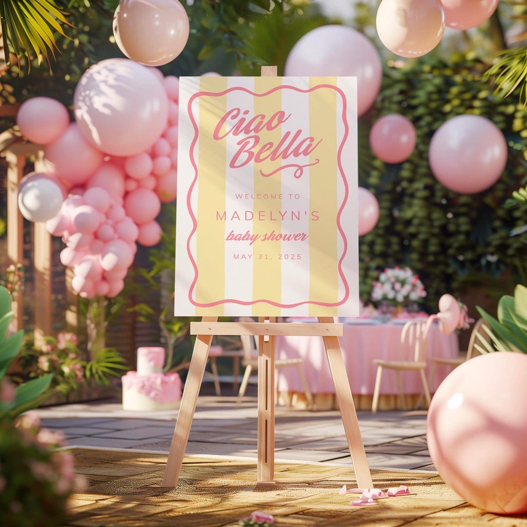 Caio Bella Baby Shower Welcome Sign Template, Italian Baby Shower Sign ...