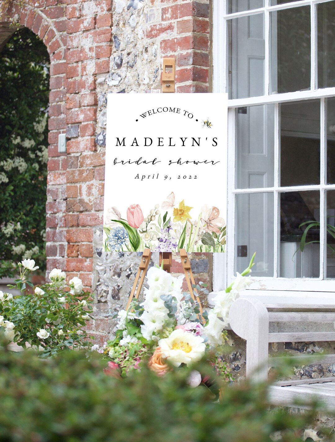 Customizable Spring Tulip and Daffodil Bridal Shower Welcome Sign ...