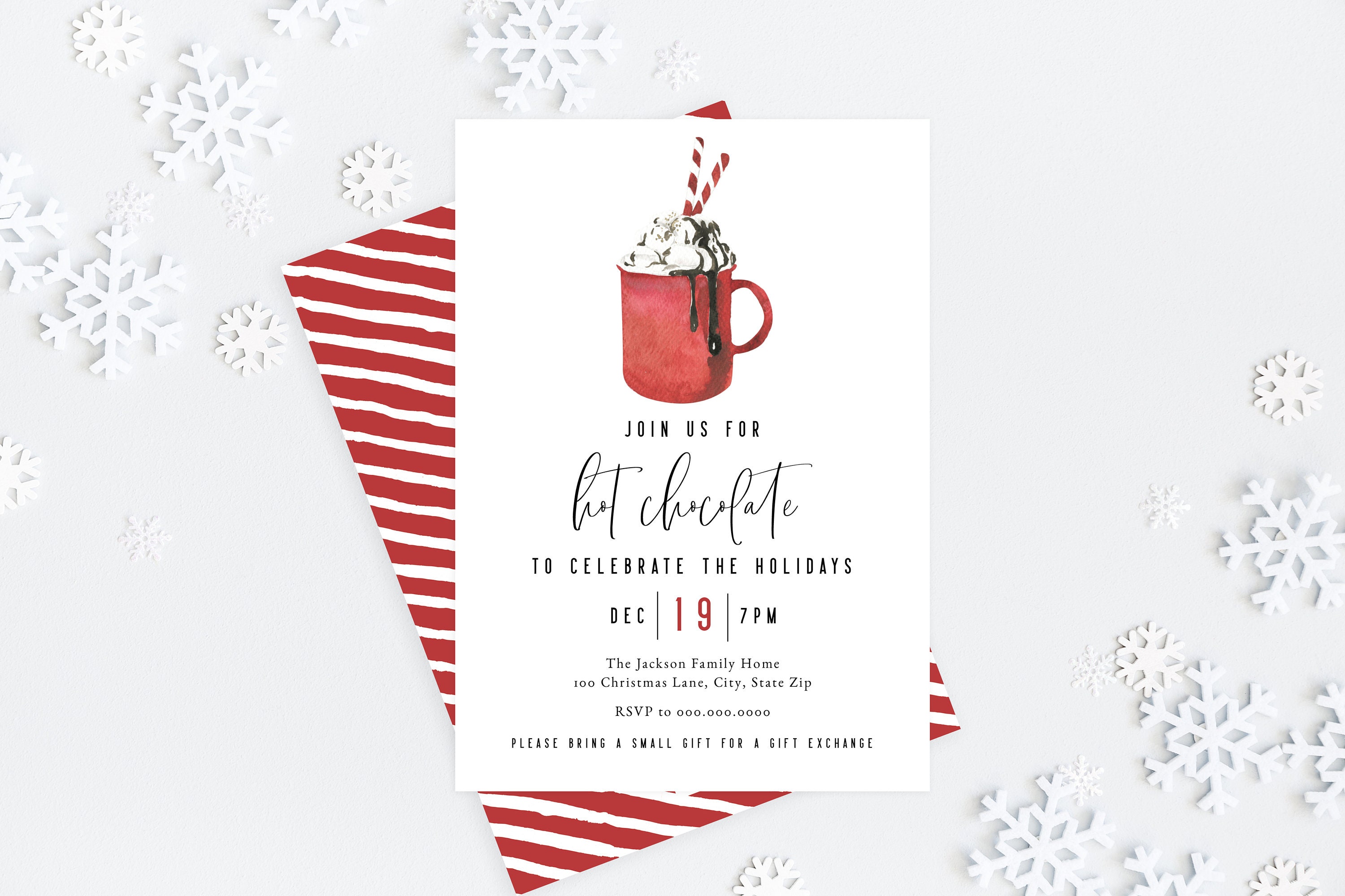 Hot Chocolate Holiday Party Invitation Gift Exchange Digital | Etsy
