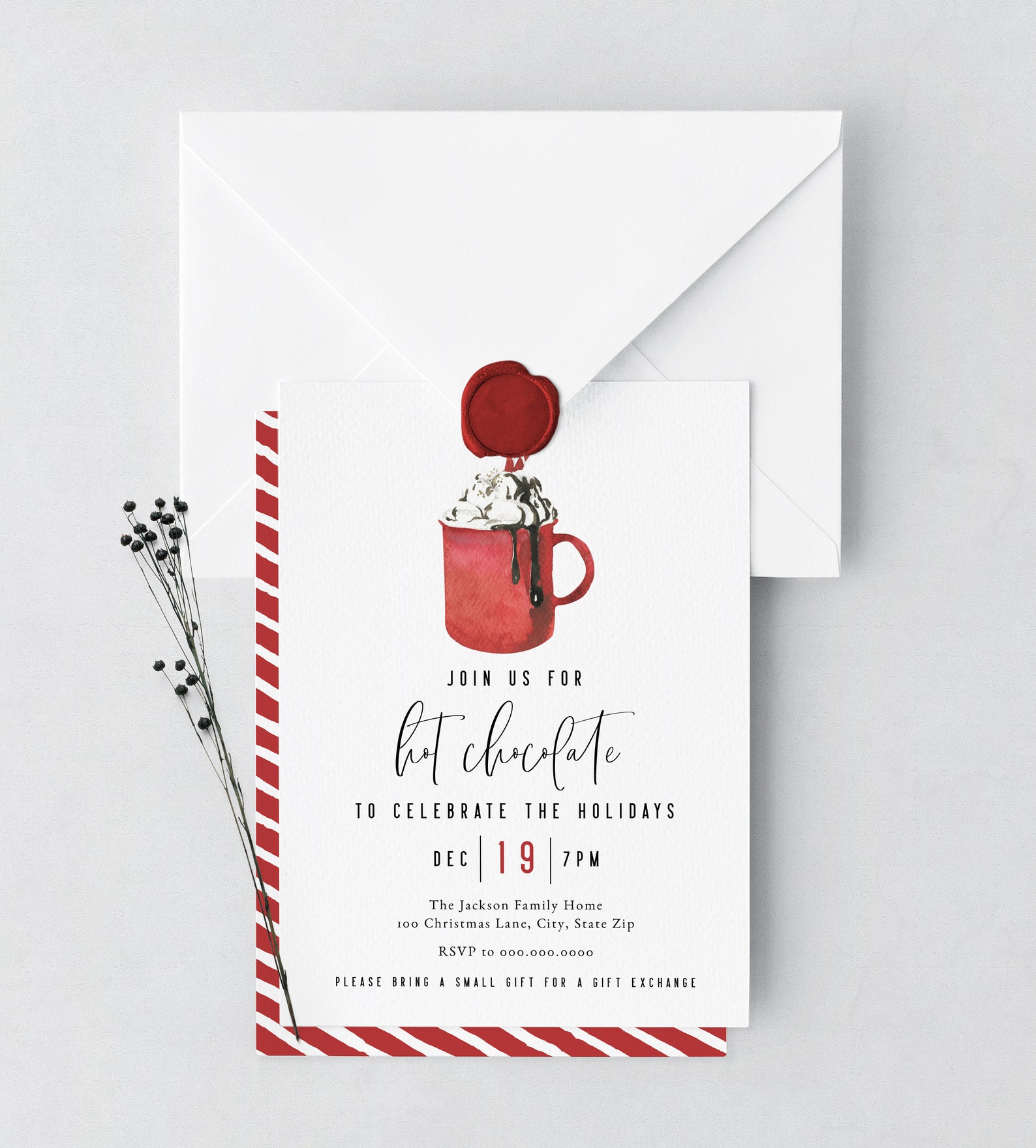 Hot Chocolate Holiday Party Invitation Gift Exchange Digital - Etsy