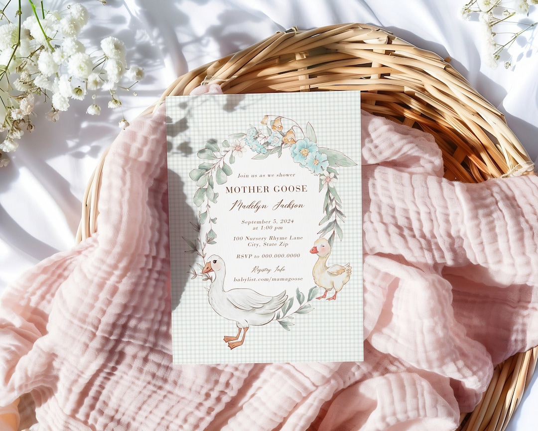 Mother Goose Baby Shower Invitation, Nursery Rhyme Baby Shower Digital ...
