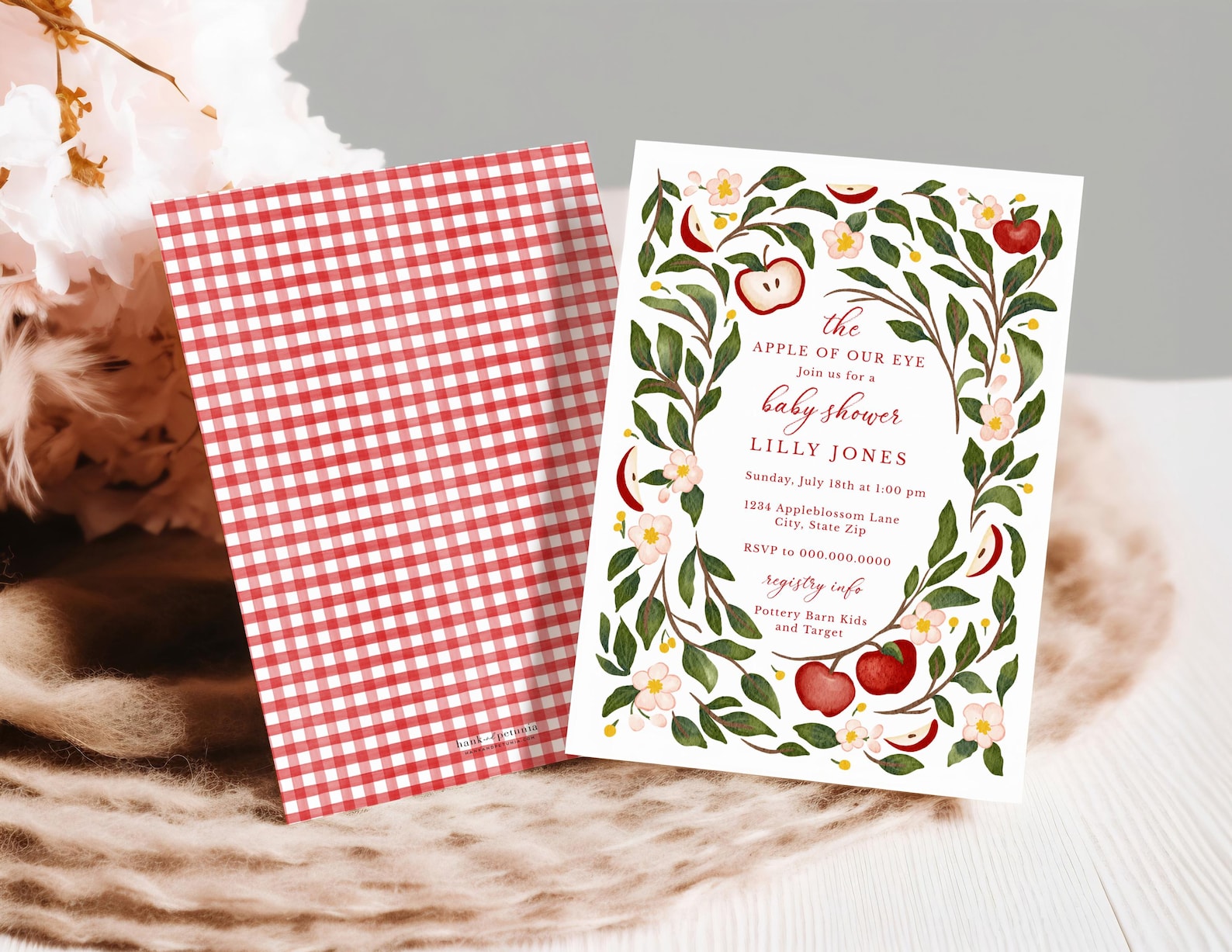 Apple of Our Eye Baby Shower Invitation, Apple Baby Shower Digital ...