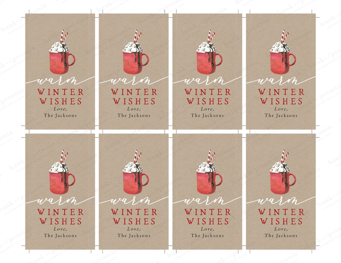 Editable Hot Cocoa Christmas Gift Tags Holiday Hot Chocolate - Etsy