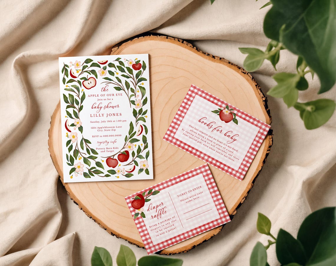 Apple of Our Eye Baby Shower Invitation, Apple Baby Shower Digital ...