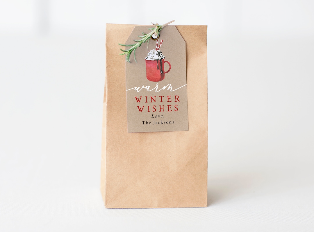 Editable Hot Cocoa Christmas Gift Tags, Holiday Hot Chocolate Gift Tags ...