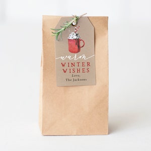 Editable Hot Cocoa Christmas Gift Tags, Holiday Hot Chocolate Gift Tags ...