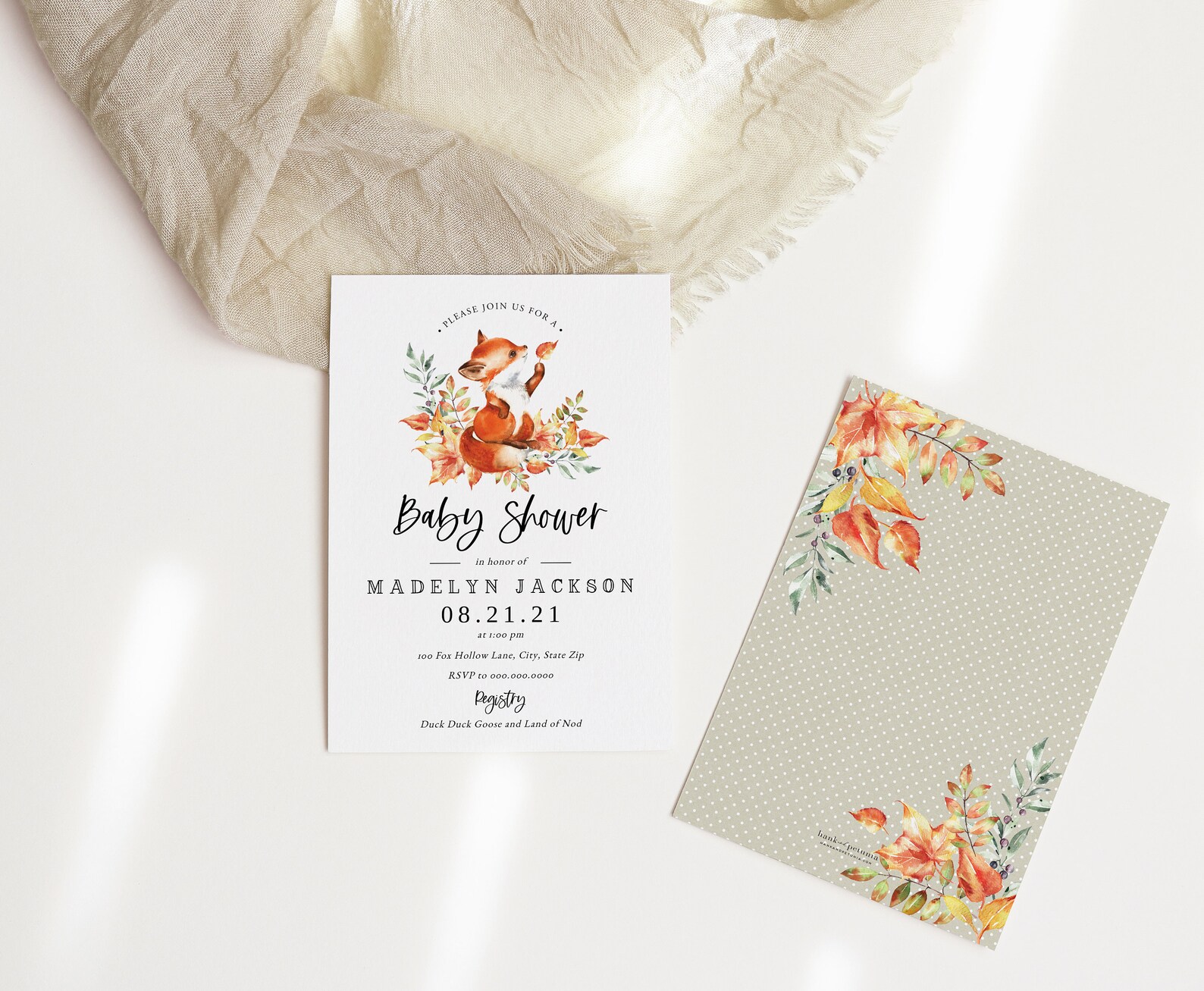 Customizable Woodland Fox Baby Shower Invitation Autumn - Etsy