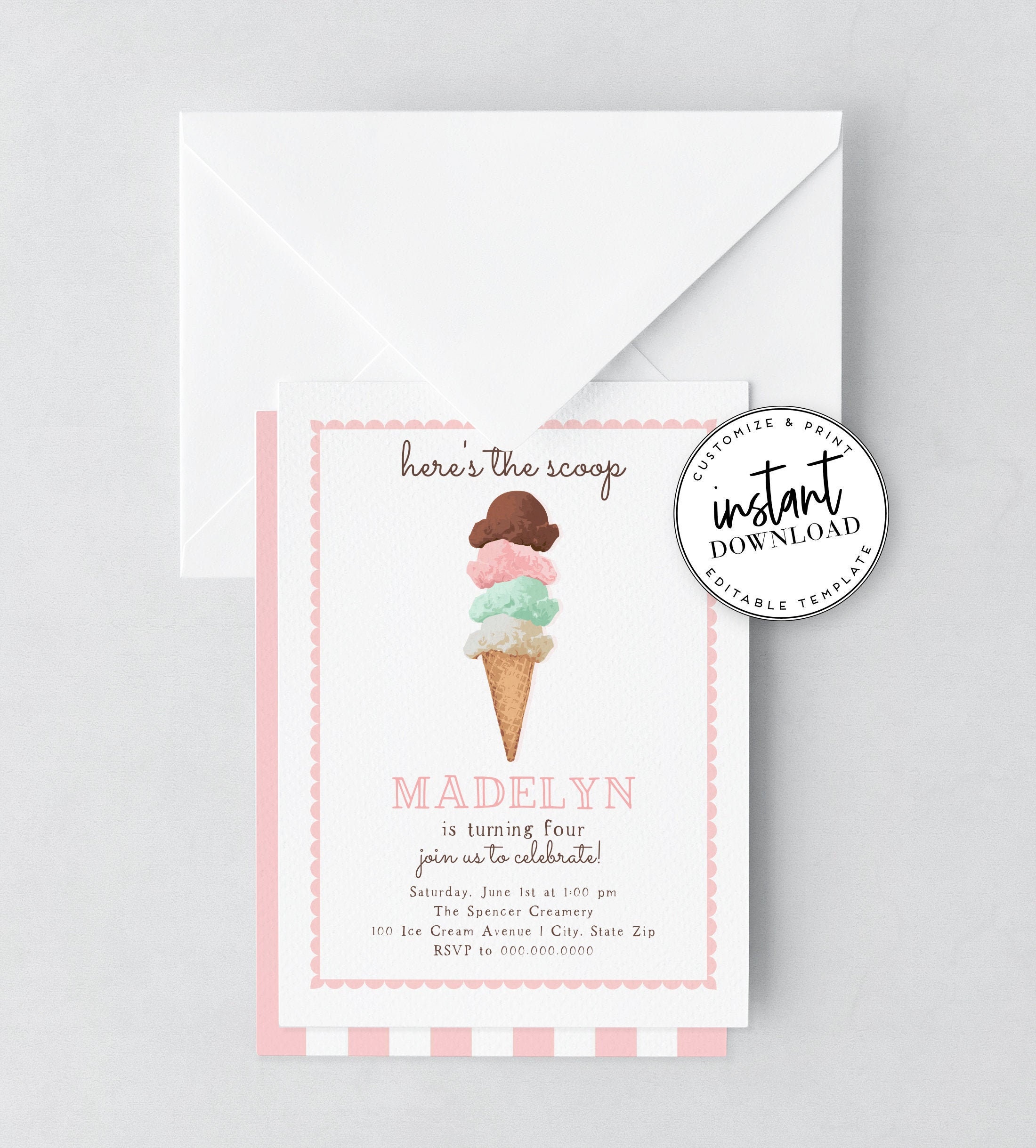 Ice Cream Social Invitation Template