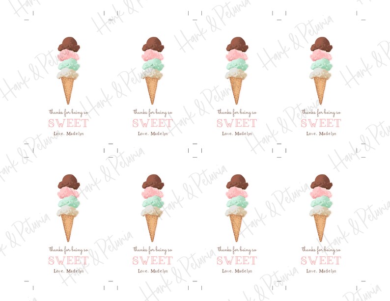 Ice Cream Party Favor Tags Ice Cream Social Gift Tags - Etsy