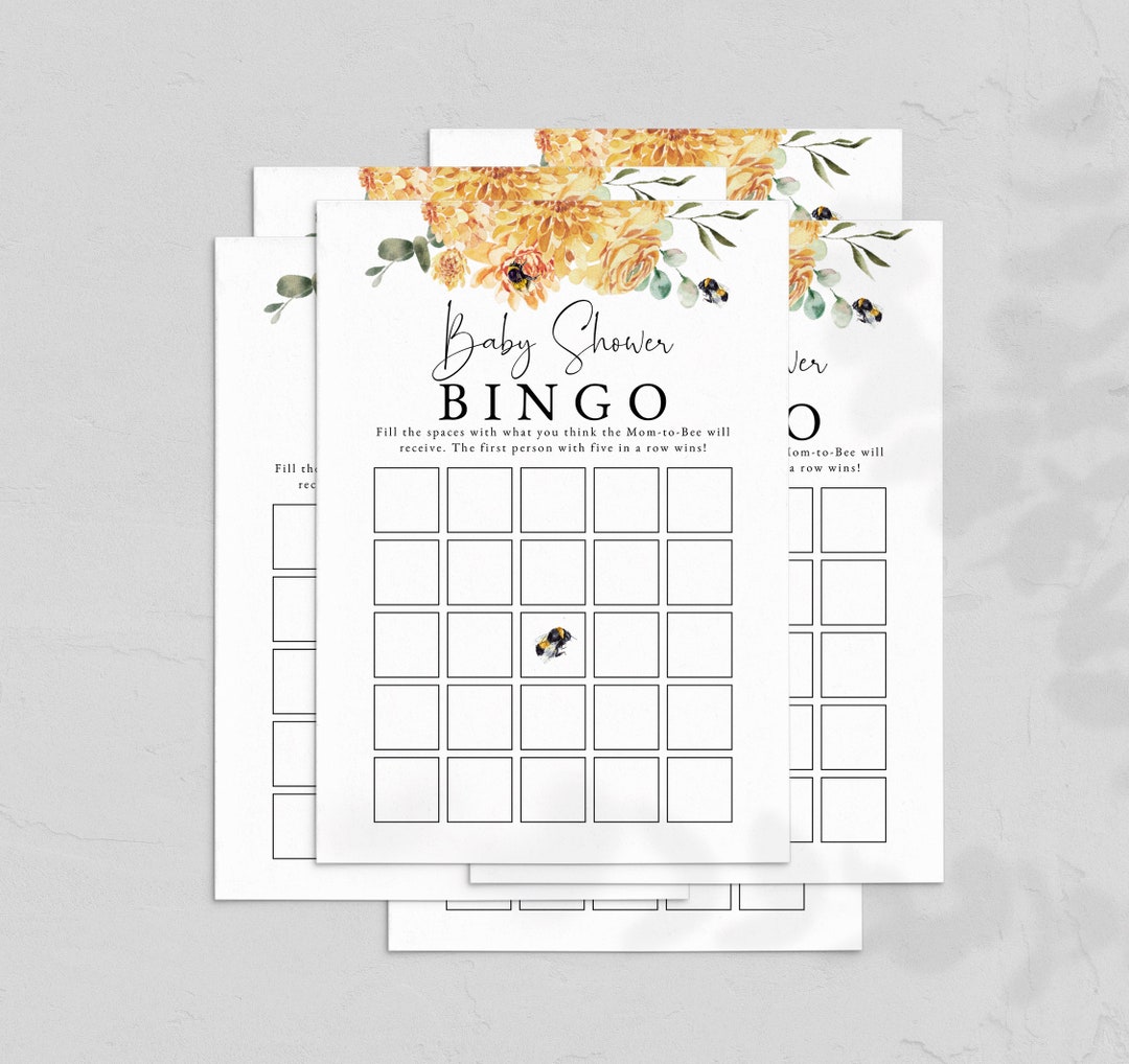 Little Honey Baby Shower BINGO Game Card, Sweet as Can Bee BINGO Baby ...
